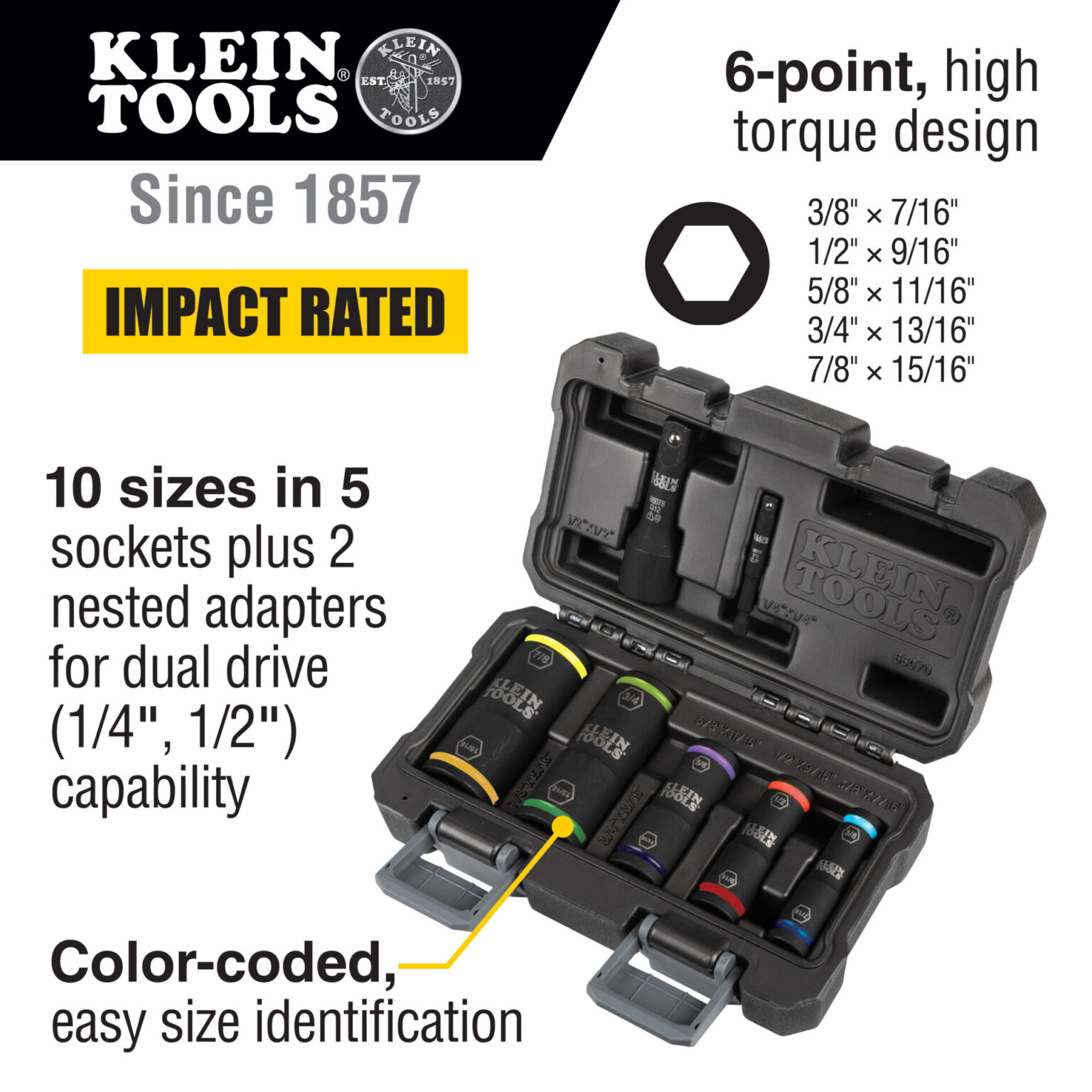 Klein Tools Flip Impact Socket Set - Denco Door Stuff
